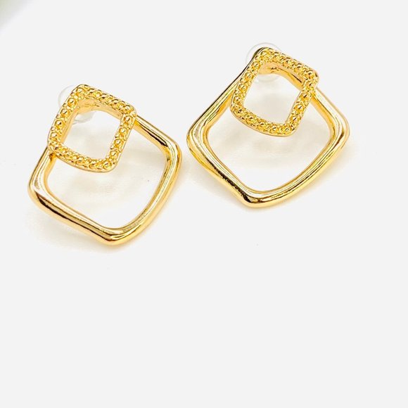 Jewelry | Double Gold Square Stud Earrings | Poshmark